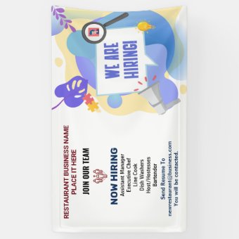 Help Wanted Business Now Hiring Employees Custom Banner | Zazzle