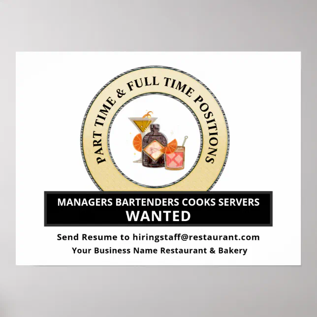 Help Wanted Jobs Hiring Personalize Poster | Zazzle