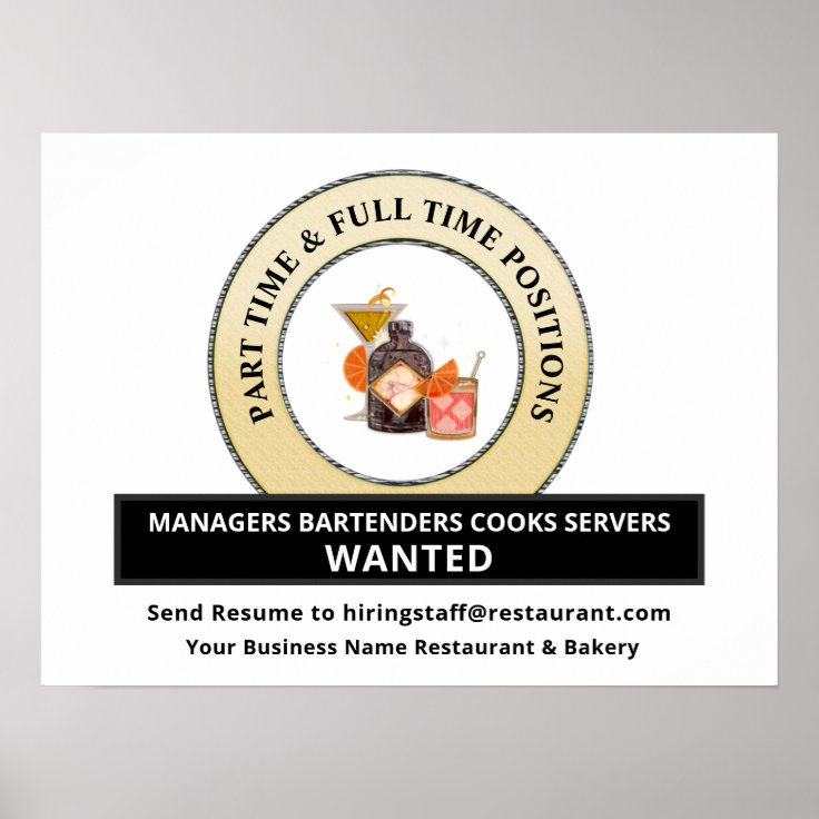 Help Wanted Jobs Hiring Personalize Poster | Zazzle