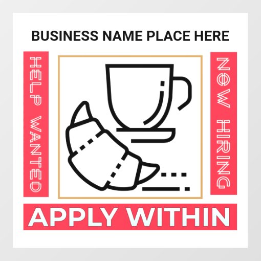 Help Wanted Now Hiring Apply Custom Window Cling | Zazzle
