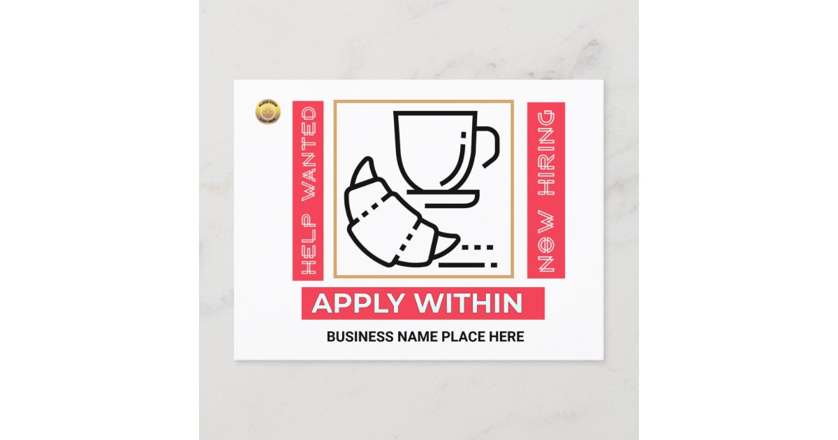 Help Wanted Now Hiring Apply Logo Custom Postcard | Zazzle