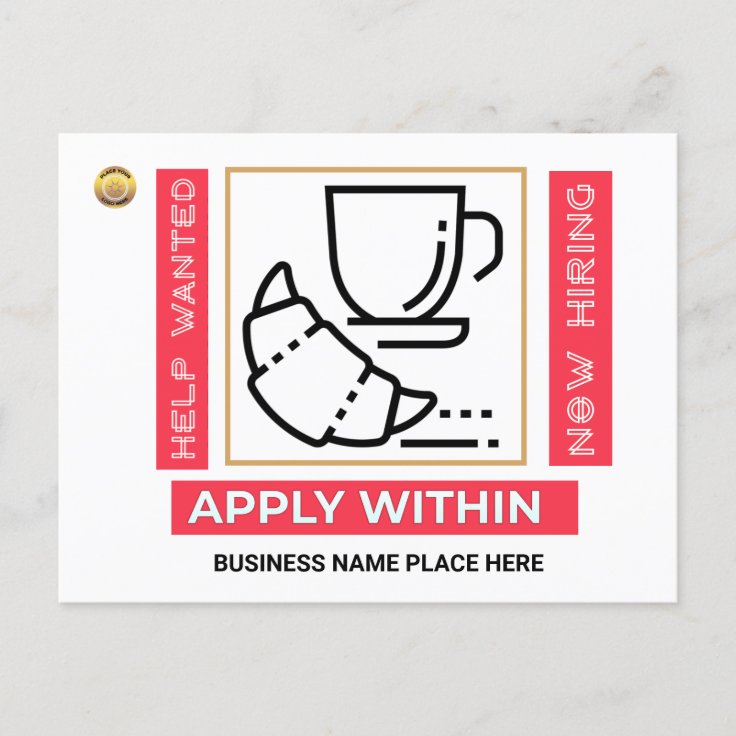 Help Wanted Now Hiring Apply Logo Custom Postcard | Zazzle