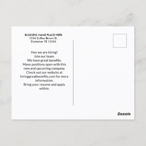 Help Wanted Now Hiring Apply Logo Custom Postcard | Zazzle