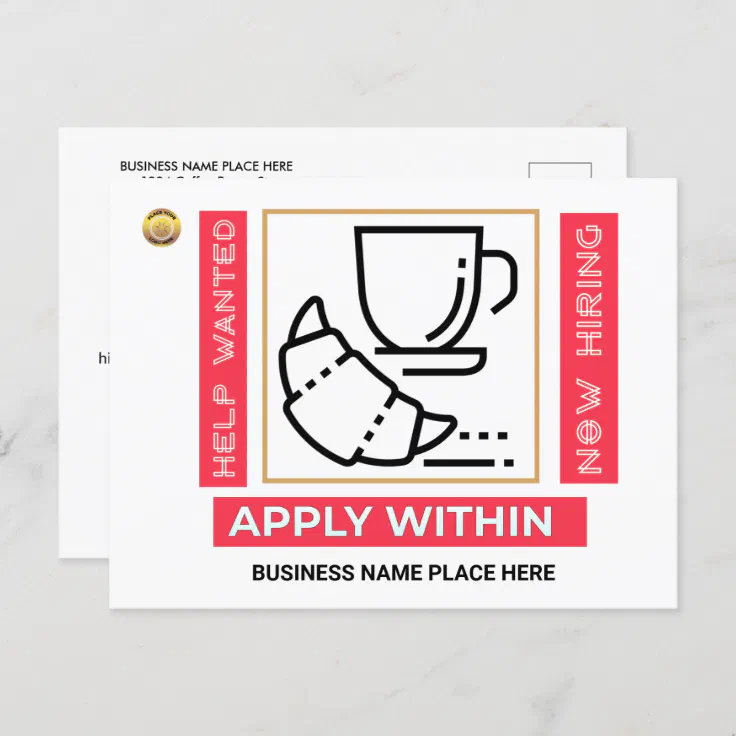 Help Wanted Now Hiring Apply Logo Custom Postcard | Zazzle