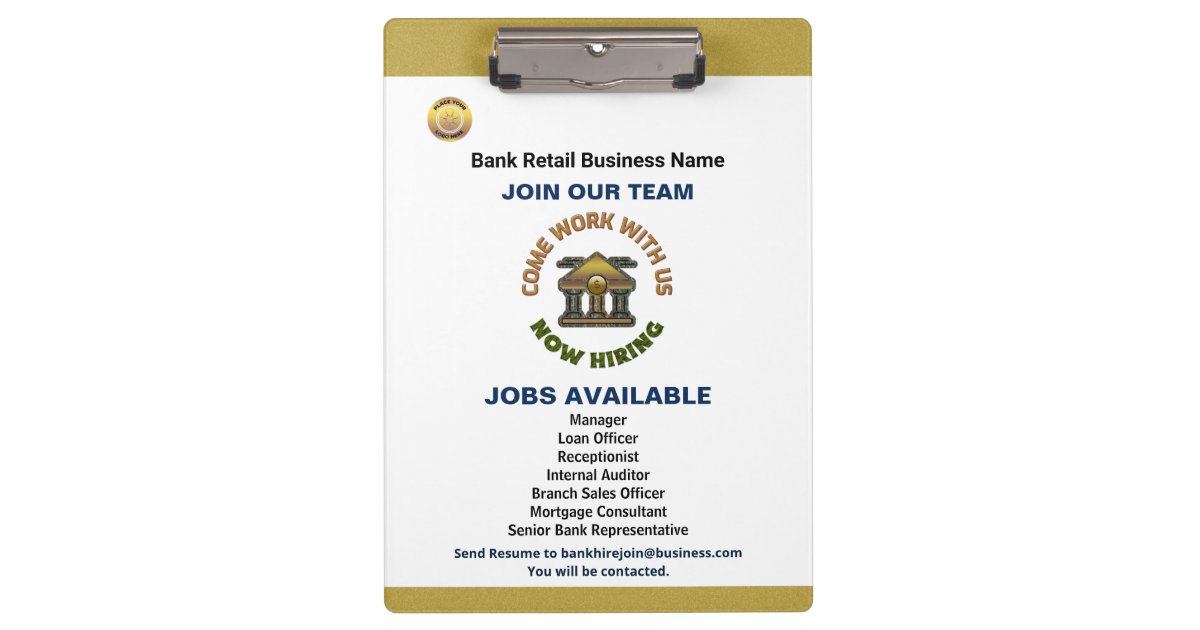 Help Wanted Now Hiring Employees Logo Custom Clipboard | Zazzle