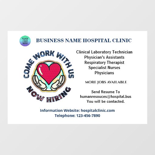 Help Wanted Now Hiring Employees Personalize Window Cling | Zazzle