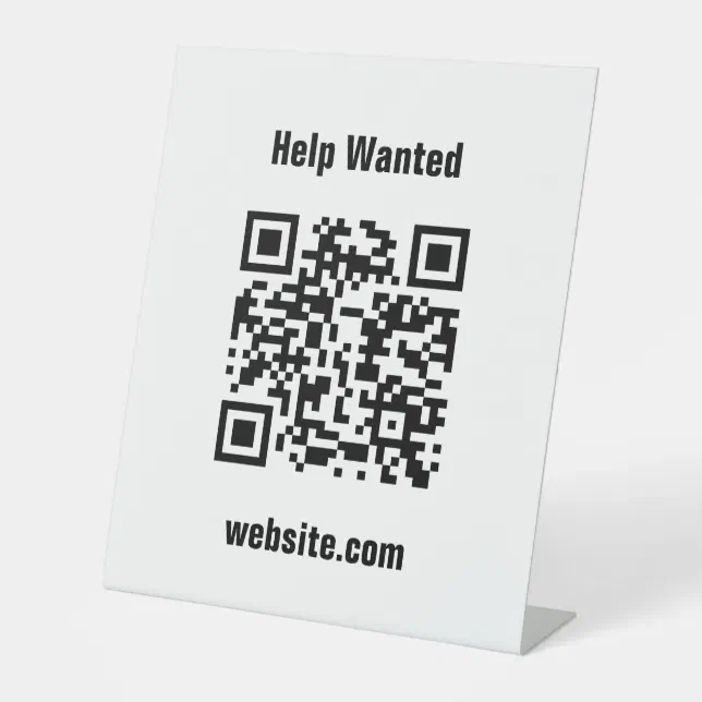 Help Wanted QR Code Website White Template Pedestal Sign | Zazzle