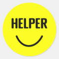Helper Happy Smiling Yellow Face Classic Round Sticker | Zazzle