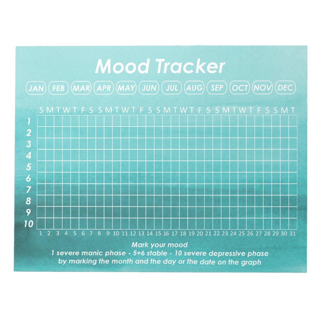 Helpful Mood Tracker For Bipolar Disorder Symptoms Notepad | Zazzle