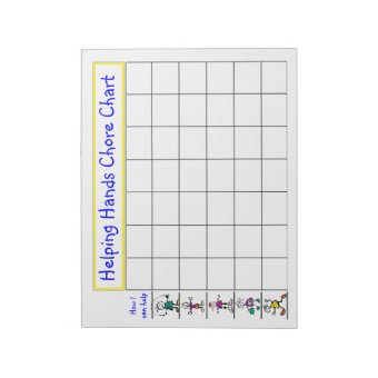 Helping Hands Chore Chart with kid stick figures Notepad | Zazzle