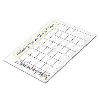 Helping Hands Chore Chart with kid stick figures Notepad | Zazzle