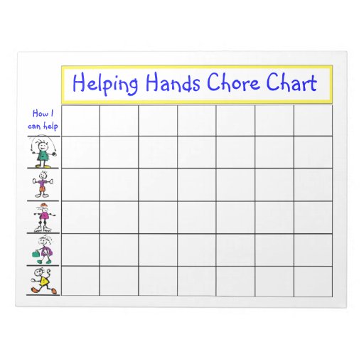 Helping Hands Chore Chart with kid stick figures Memo Pads | Zazzle