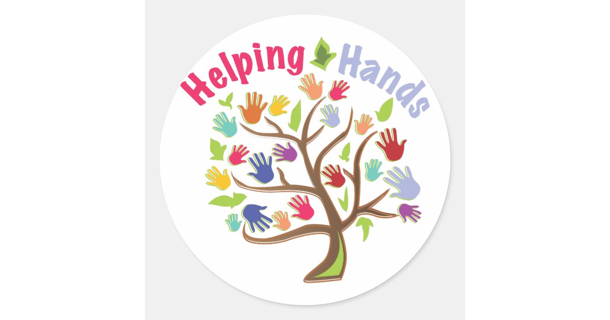 Helping Hands Classic Round Sticker | Zazzle