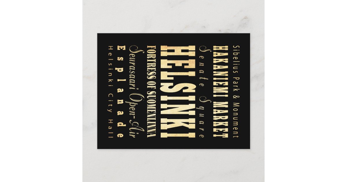 Helsinki City of Finland Typography Art Postcard | Zazzle