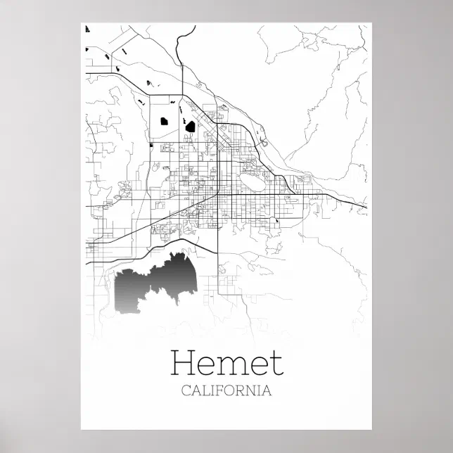 Hemet Map - California - City Map Poster | Zazzle