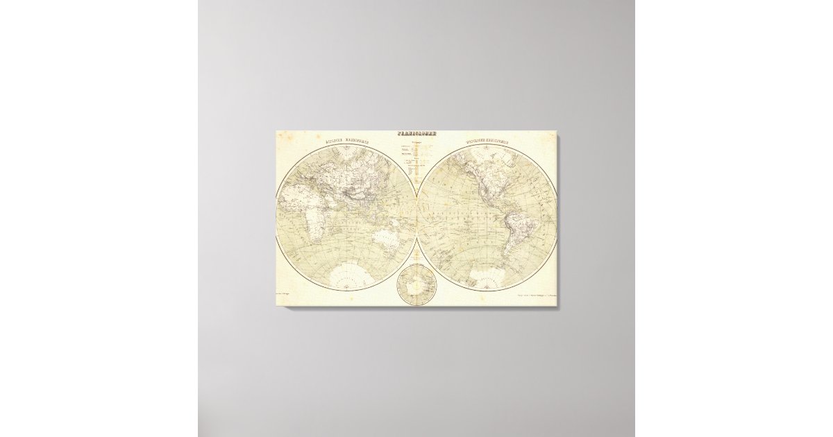 Hemisphere Atlas Map Canvas Print | Zazzle