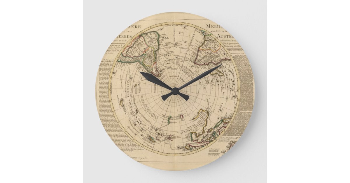 Hemisphere meridional. large clock | Zazzle