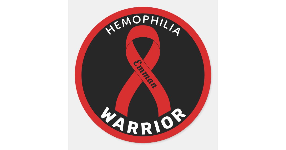 Hemophilia Warrior Ribbon Black Round Sticker | Zazzle