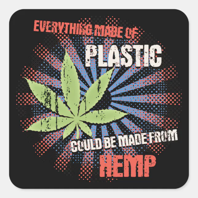 Hemp Plastic Square Sticker | Zazzle