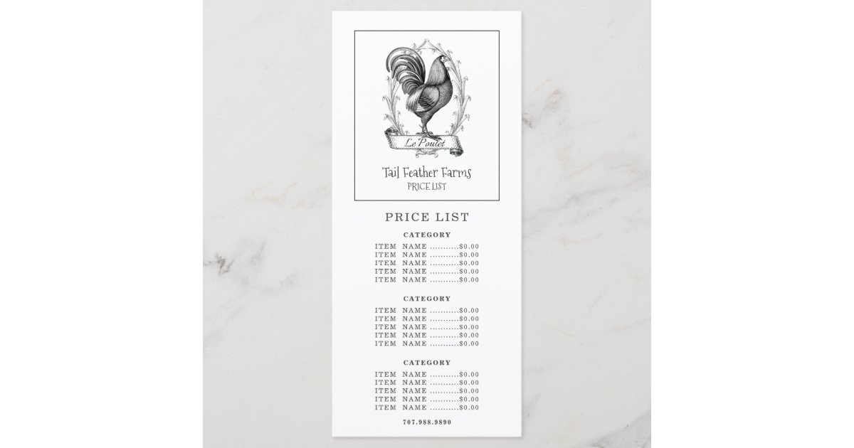 Hen Banner Farm Ranch Price Menu | Zazzle