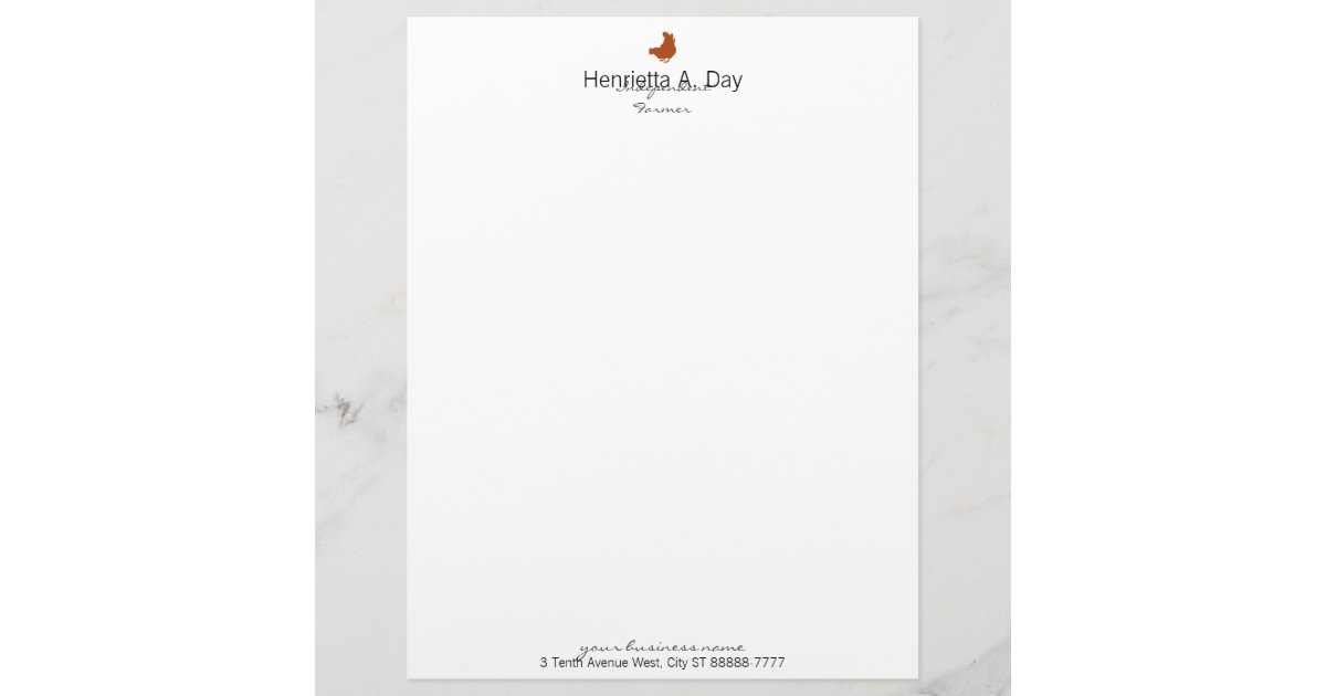 Hen [chicken, farmer, organic eggs] letterhead | Zazzle