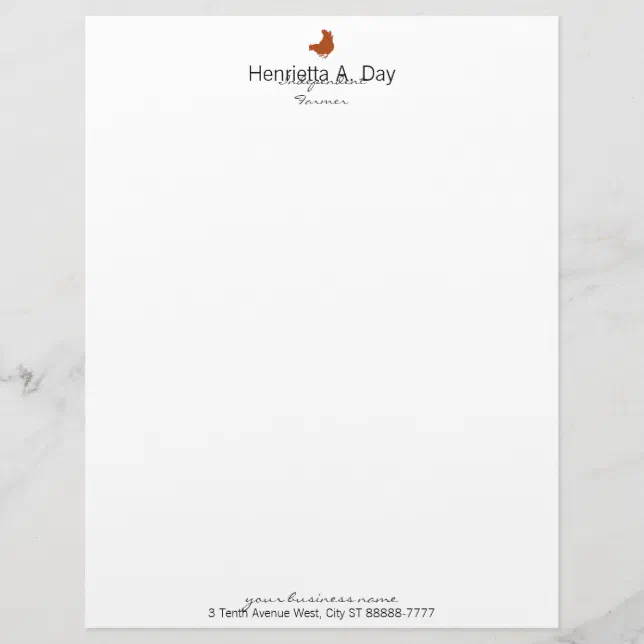 Hen [chicken, farmer, organic eggs] letterhead | Zazzle