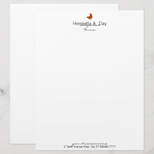 Hen [chicken, farmer, organic eggs] letterhead | Zazzle