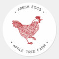 Hen Chicken Fresh Eggs Personalized Classic Round Sticker | Zazzle