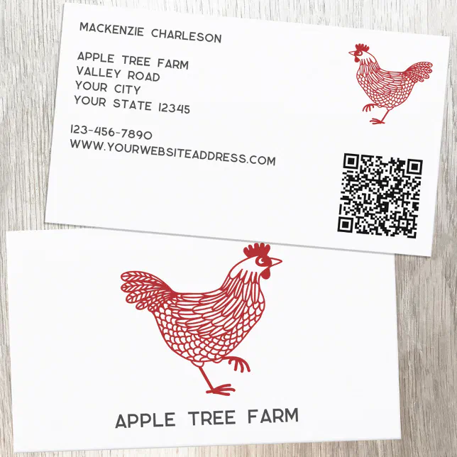 Hen Chicken Poultry Egg Farm QR Code Business Card | Zazzle