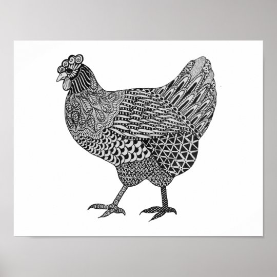 hen doodle poster | Zazzle.com