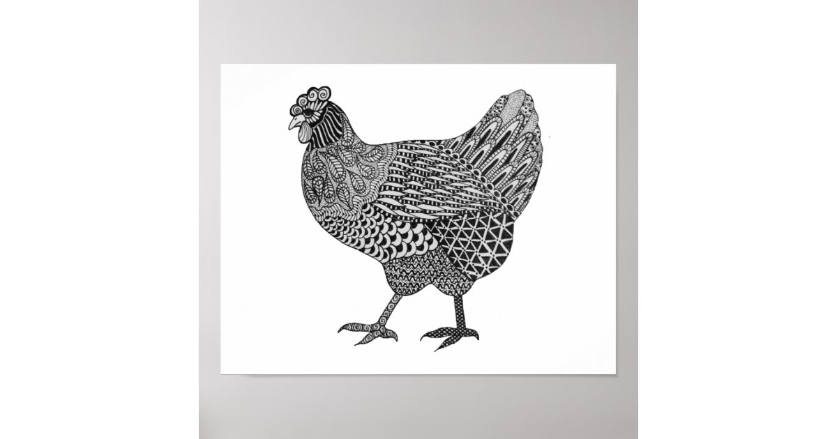 hen doodle poster | Zazzle