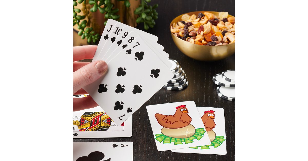Hen On A Golden Egg Poker Cards | Zazzle