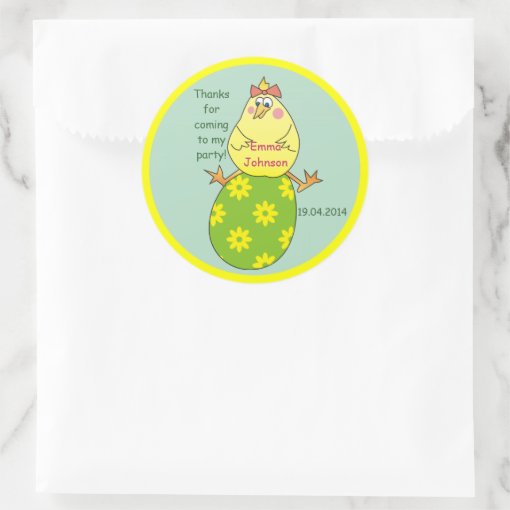 Hen on Egg Easter Party Thank You Stickers | Zazzle