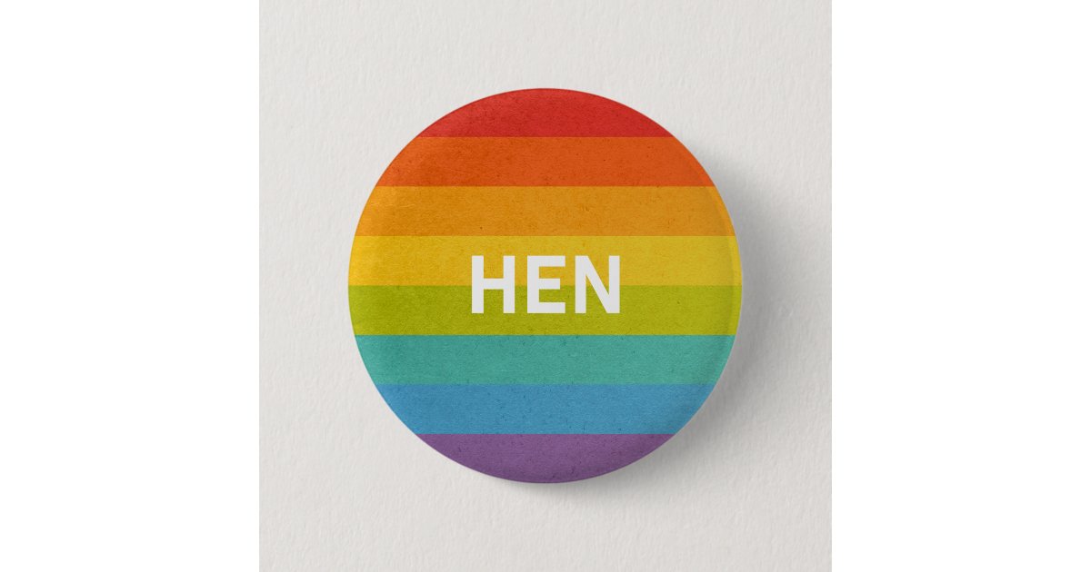 Hen Pronomen Straight Rainbow Button | Zazzle