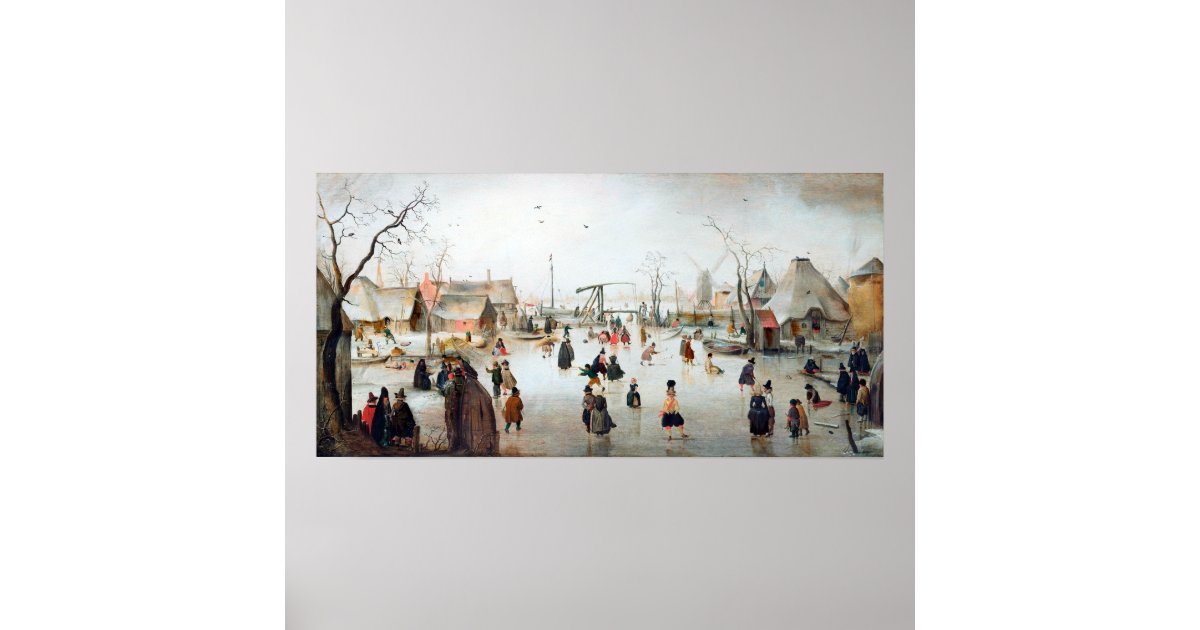 Hendrick Avercamp Ice Skating near a Village Poster | Zazzle