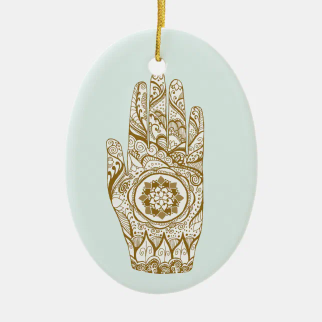 Henna Hand Lotus Ceramic Ornament | Zazzle