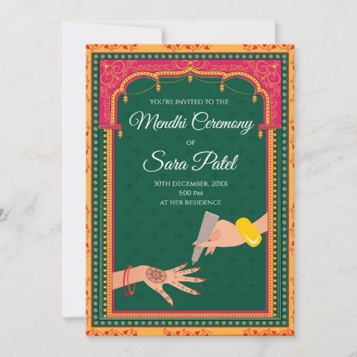 Henna invitations & Mehendi invites Mehndi Party | Zazzle