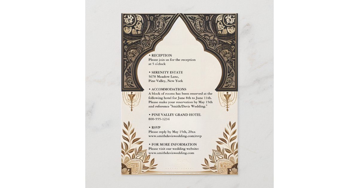 Henna Islam Nikah Arabic Walima Muslim Wedding Enclosure Card | Zazzle