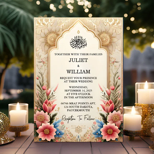 Henna Islam Nikah Arabic Walima Muslim Wedding Invitation | Zazzle