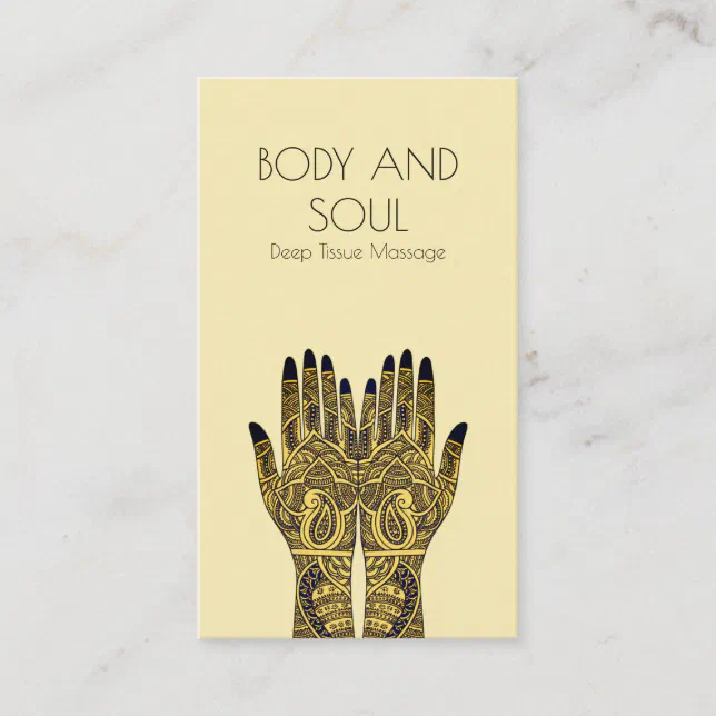 Henna Mehndi Hands Massage Business Card | Zazzle