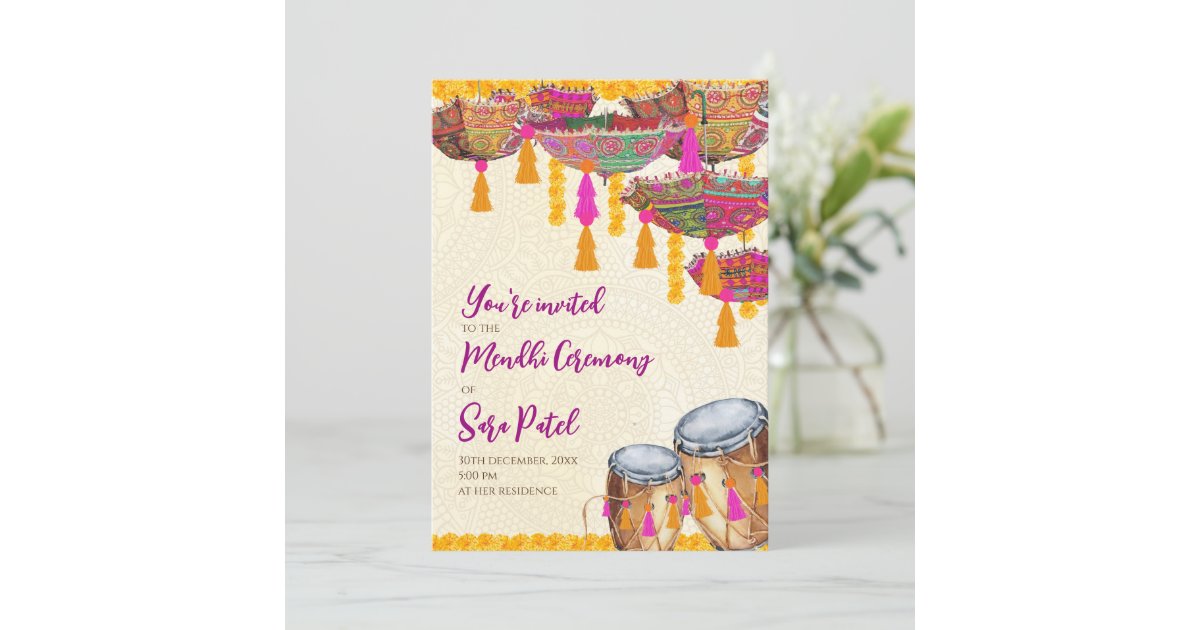 Henna Party invites Mehndi Invites, Mehndi party | Zazzle