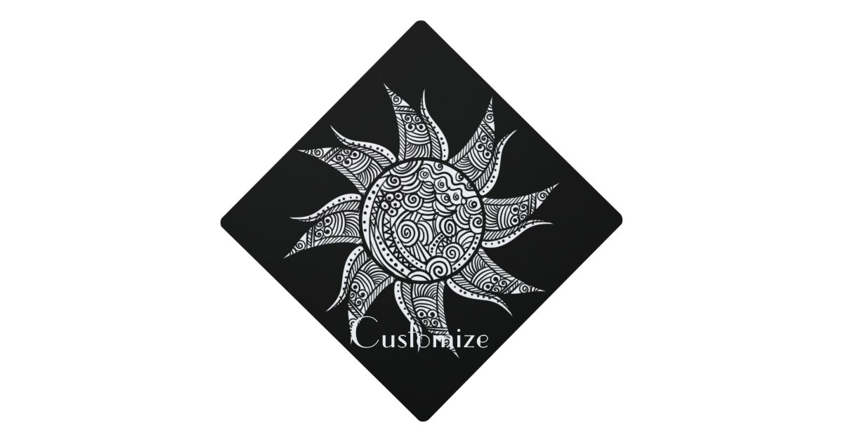 Henna-style Sun Tattoo Thunder_Cove Graduation Cap Topper | Zazzle