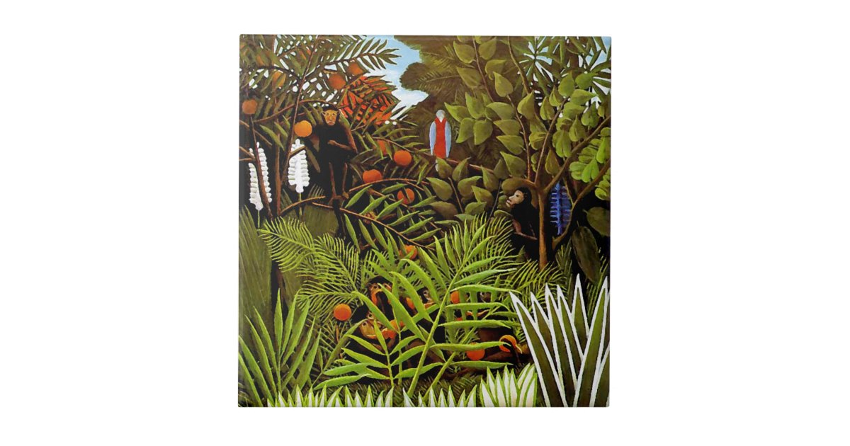 Henri Rousseau - Exotic Landscape Jungle Art Ceramic Tile | Zazzle