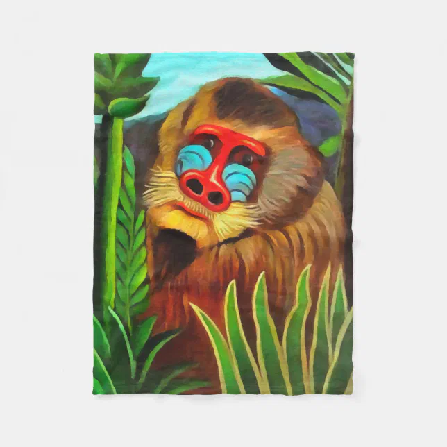 Henri Rousseau Mandrill In The Jungle Vintage Art Fleece Blanket | Zazzle