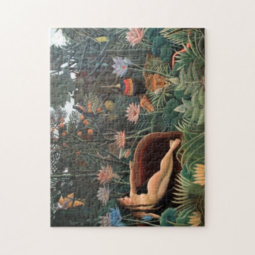 Henri Rousseau The Dream Jungle Flowers Surrealism Jigsaw Puzzle | Zazzle