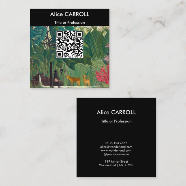 Henri Rousseau - The Waterfall - QR Code Square Business Card | Zazzle