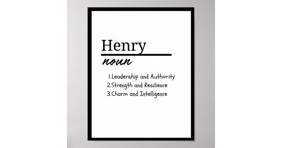 Henry, Boy Personalized Name Definition Poster | Zazzle