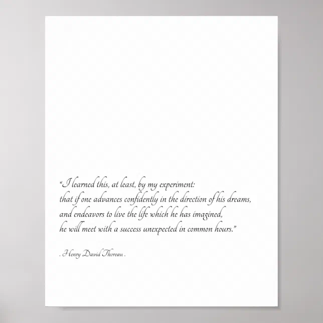 Henry David Thoreau Inspirational Quote Art Poster | Zazzle