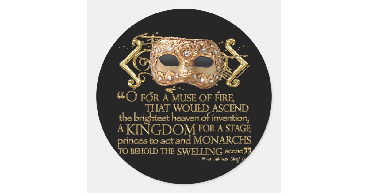 Henry V Quote (Gold Version) Classic Round Sticker | Zazzle