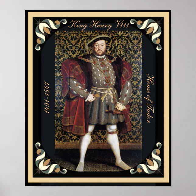 Henry VIII Portrait with Framed Edges Poster | Zazzle
